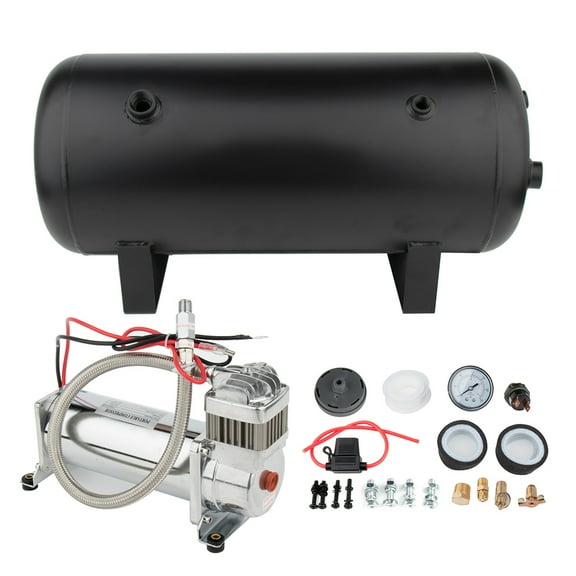 4 Trumpet 150dB Train Horn Kit 12V 120 PSI Air Compressor 1.6 Gal 6L ...