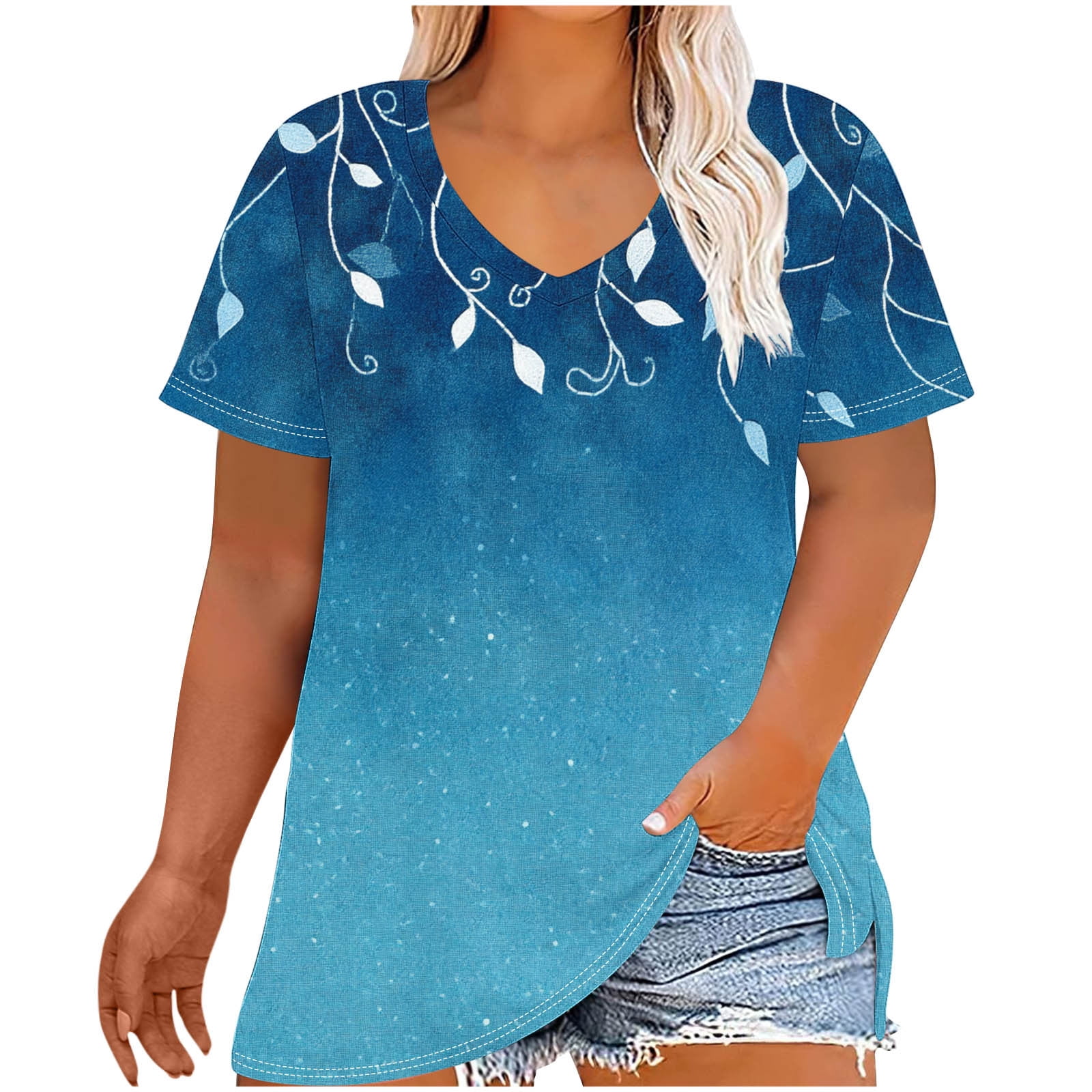 Click here for Unbranded Womens Casual T-Shirts Plus Size V-Neck... prices