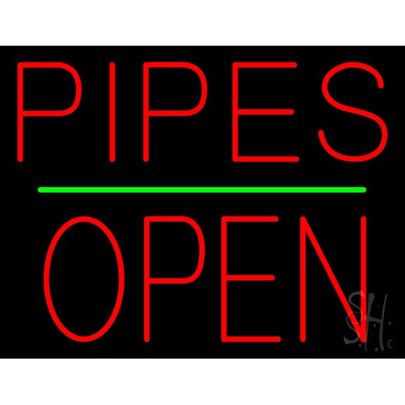 Take-Out Block Open Green Line LED Neon Sign 15 x 19 - inches, Clear ...