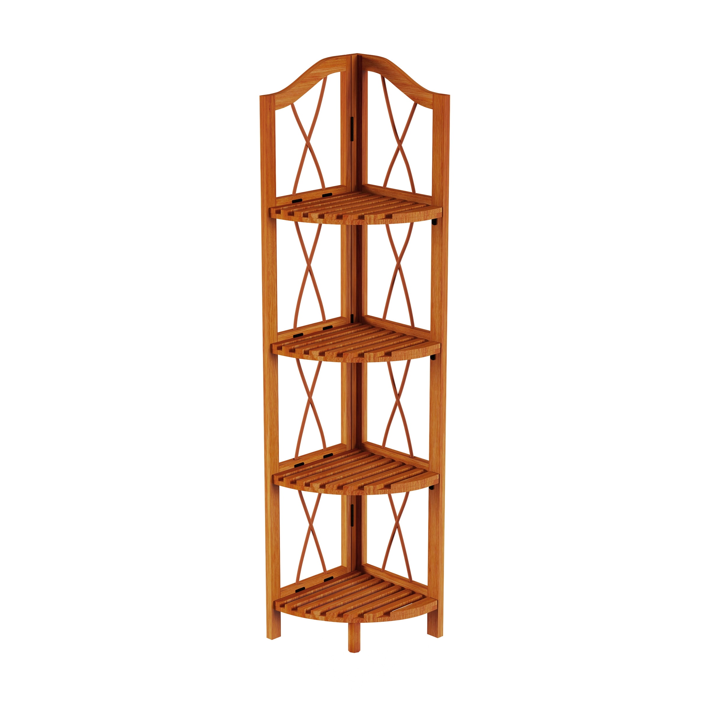 Folding Corner Shelf- 4 Tier Wooden Bookcase- by Lavish Home - Walmart.com