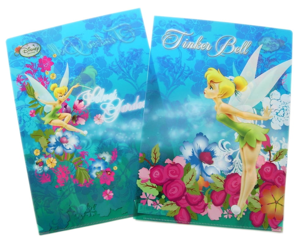 Disney's Tinker Bell Blue Floral Design Single Sheet Document Folders ...