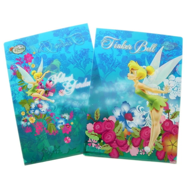 Disney's Tinker Bell Blue Floral Design Single Sheet Document Folders ...