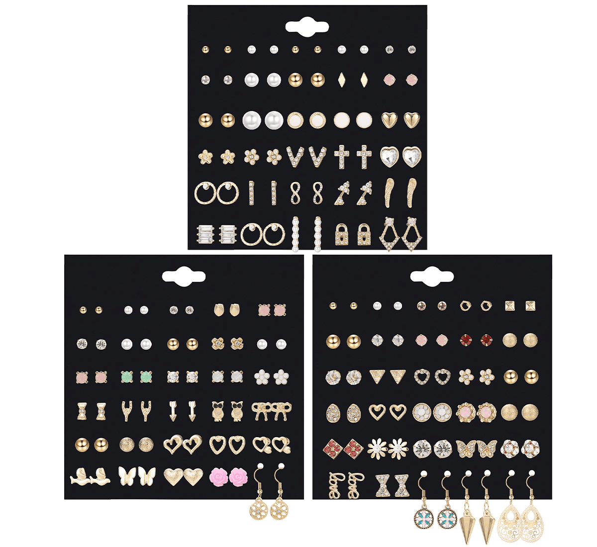 Jstyle 90Pairs Assorted Multiple Small Stud Earrings Sets for Women ...