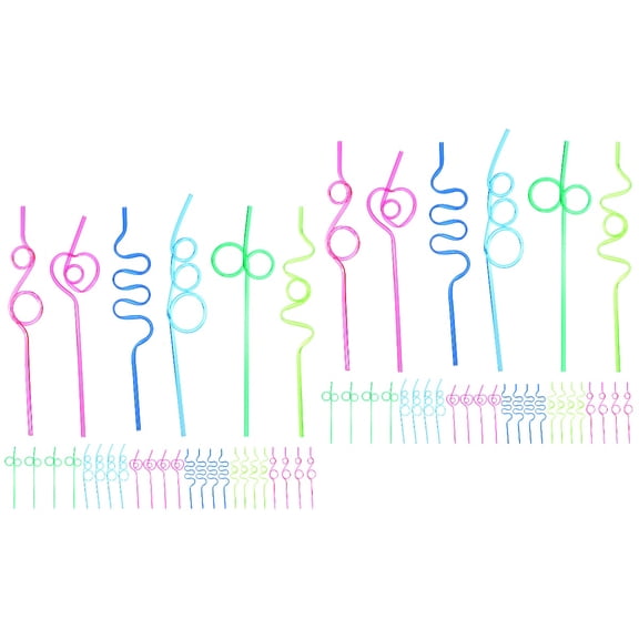 "Xinlie Reusable Curly Drinking Straws 50Pcs, Colorful Fun Loop Straws ...