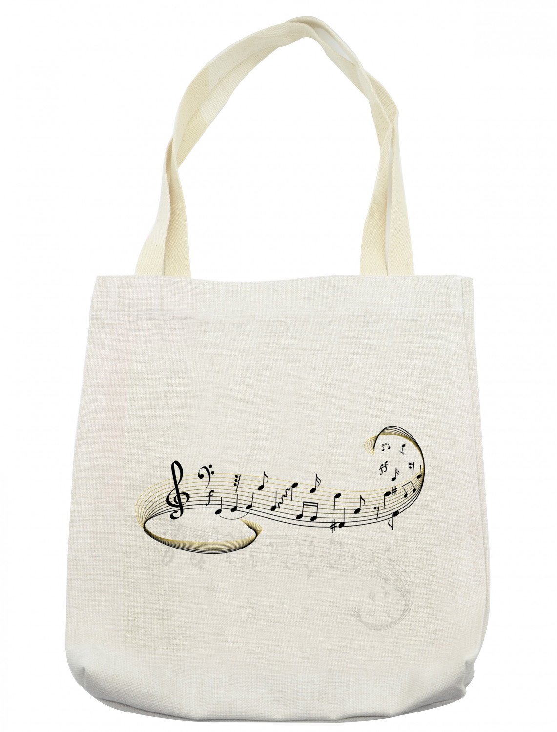 Music Tote Bag, Bass Abstract Treble Chef Notes of Musical Art on Plain ...