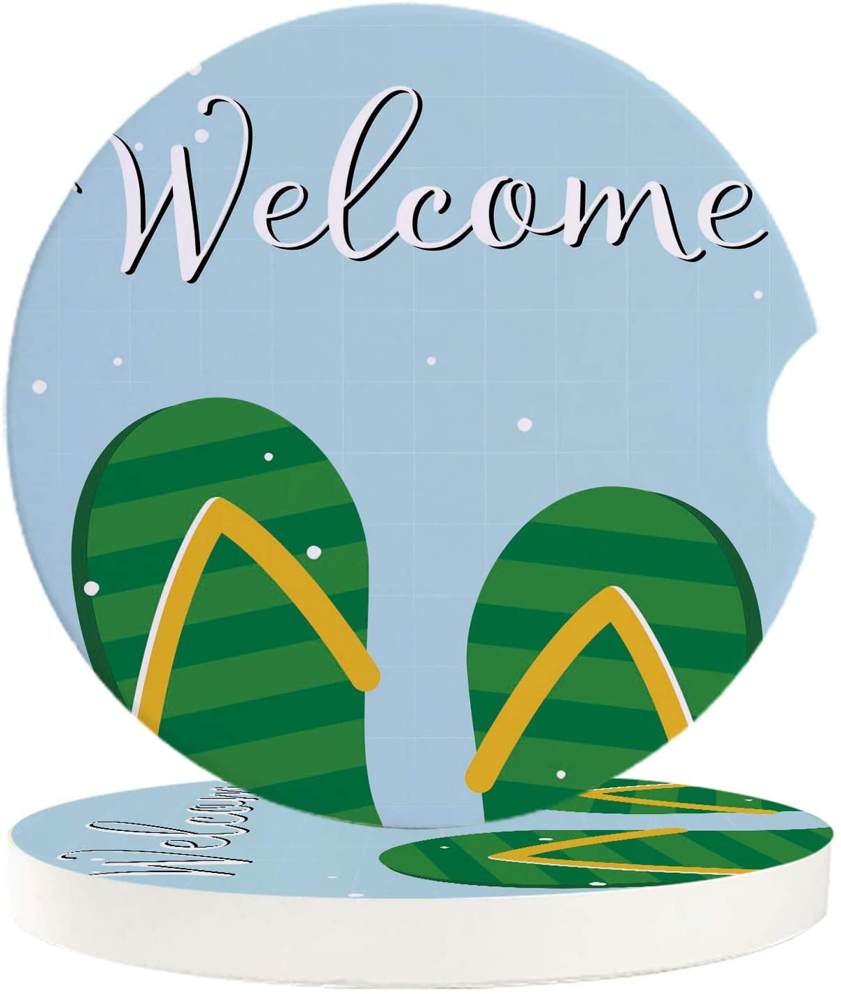 ZHANZZK Summer Cartoon Slippers Blue Set of 6 Car Coaster for Drinks ...