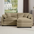 Corduroy Two-Seater Sofa with 1 Footrest, L-Shaped 2-Seater Sofa with ...