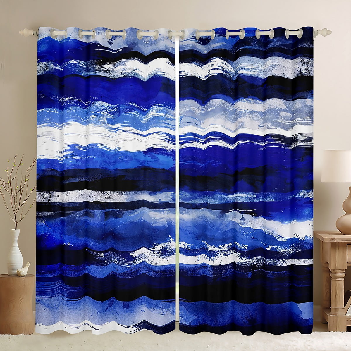 Click here for Yst Navy Blue Ombre Blackout Curtains Watercolor G... prices