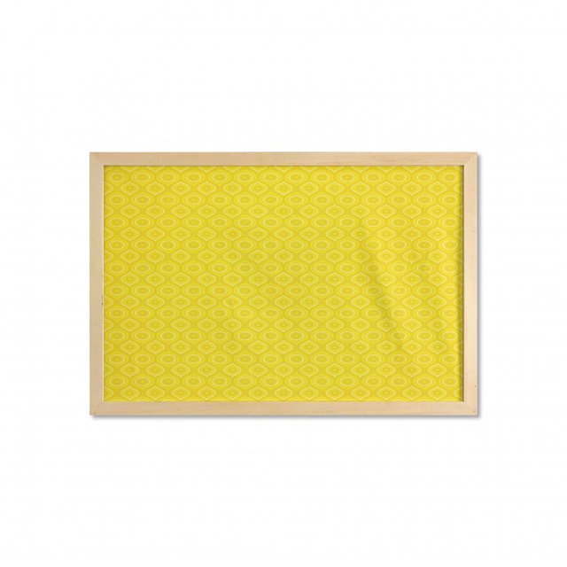 Aboriginal Wall Art With Frame Yellow Color Palette Monochromatic Dotted Nested Motifs Pattern