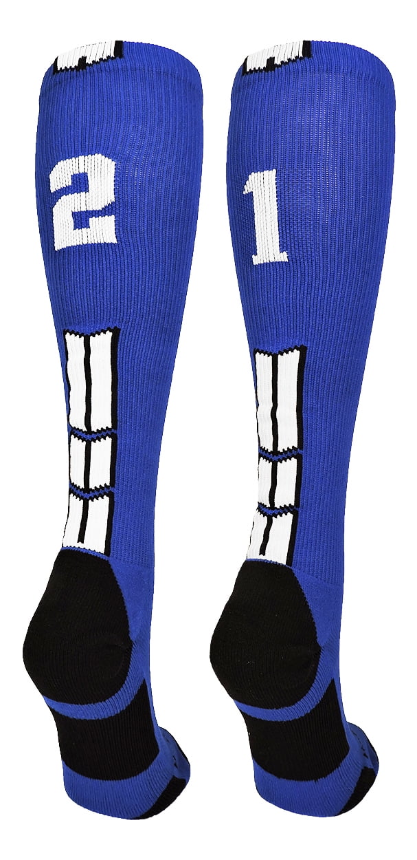 Royal/White Player Id Over the Calf Number Socks (#21, Small) - Walmart.com
