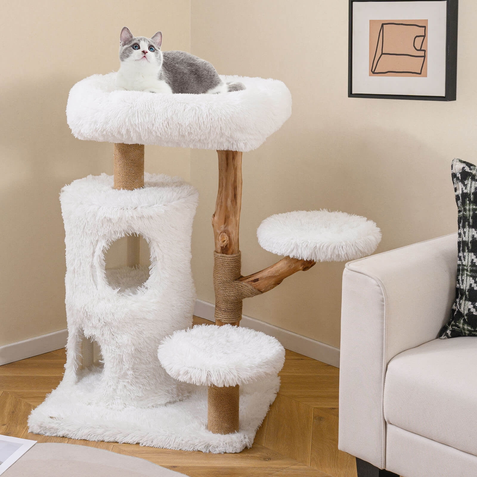Click here for Costway 30.5 Cat Tower With Real Solid Wood Branch... prices