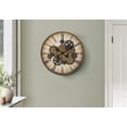 20" Round Wall Clock Tempered Glass Sheet Metal Plastic Brown Open Gear ...