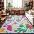 Area Rug Summer Tropical Pink Flamingo Rectangle Area Rugs Washable Rug ...