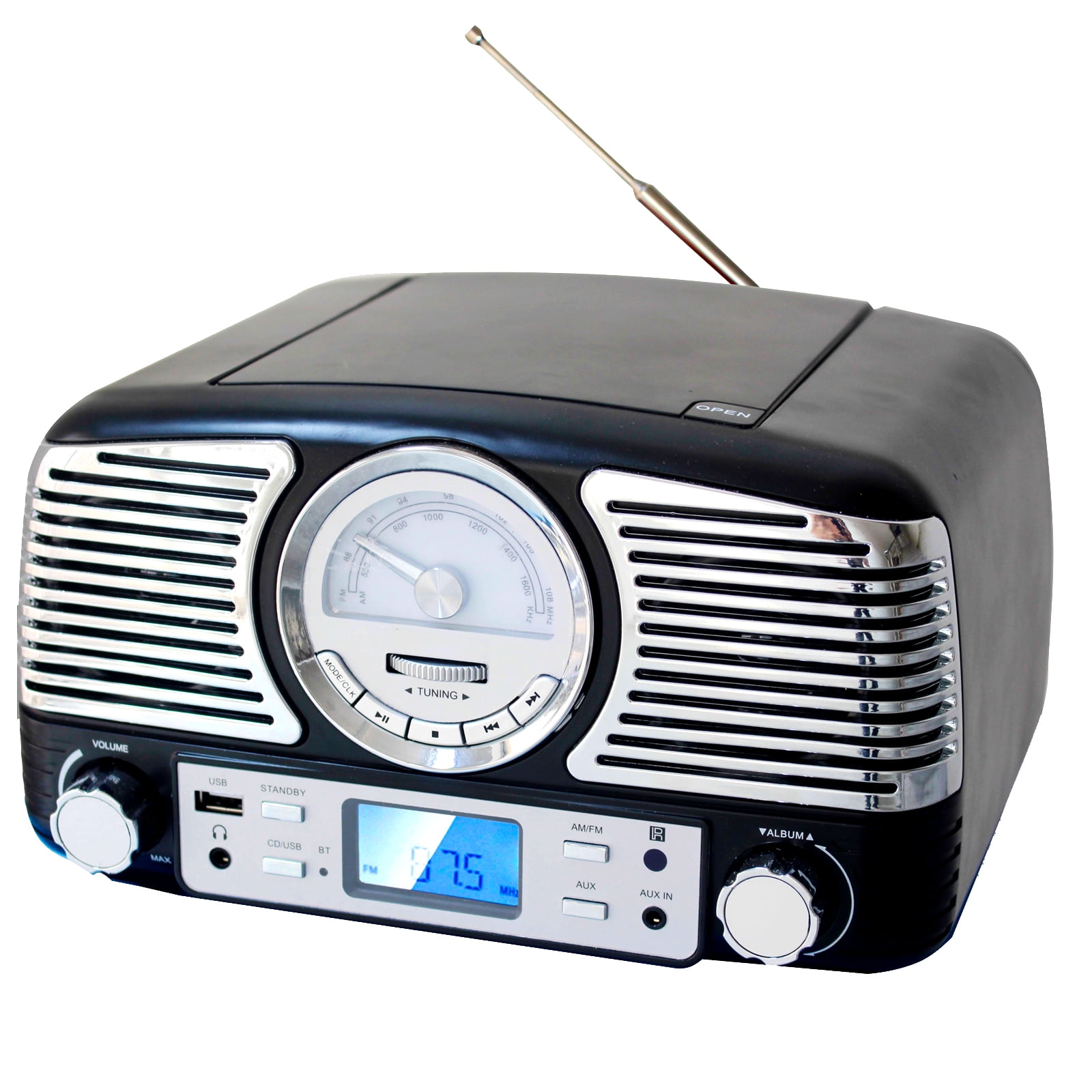 Nastolgic Portable CD Player with BT - Walmart.com