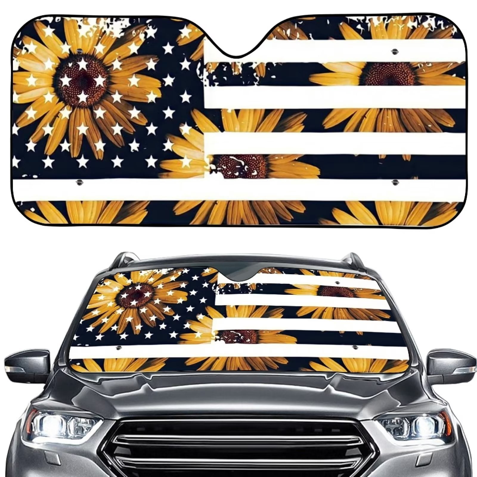 NETILGEN Abstract USA Sunflowers Flag Pattern Outdoor Sun Shade for ...