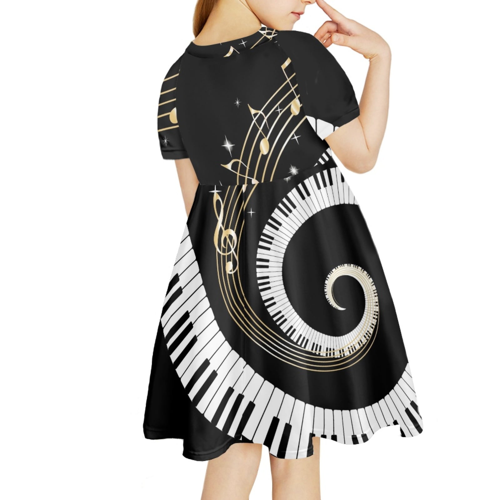 NETILGEN Vortex Music Piano Notes Little Girls Dresses for Daily Life ...