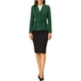 Allegra K Women's Notched Lapel Long Sleeves Belted Work Office Peplum ...