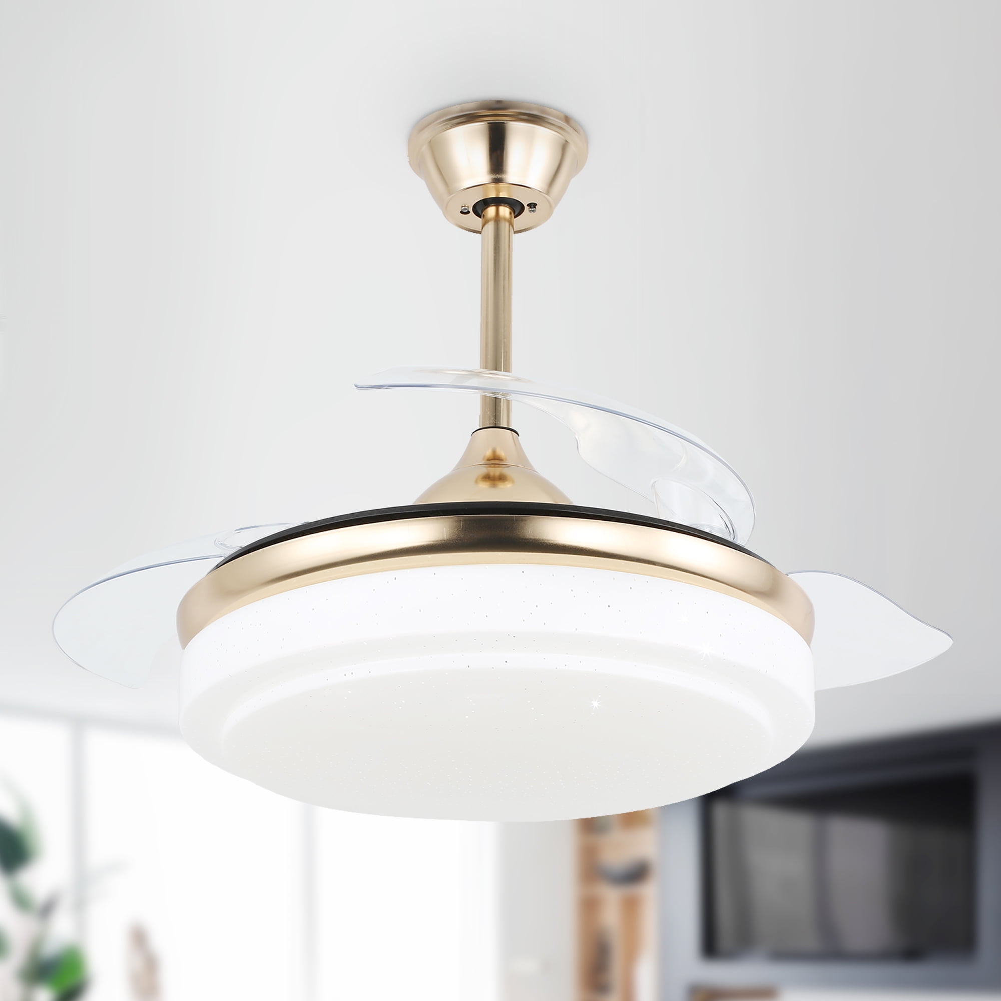 Dawn Whisper 42-Inch Retractable Ceiling Fan with 6-Speed, LED Light ...