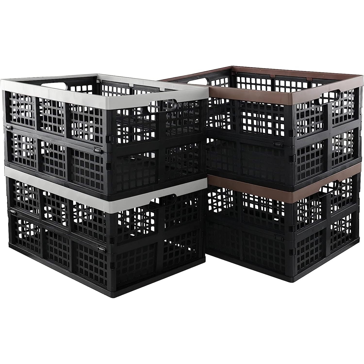 Bilot 4 Pack Large Collapsible Crate for Storage, 42 Liter Plastic ...