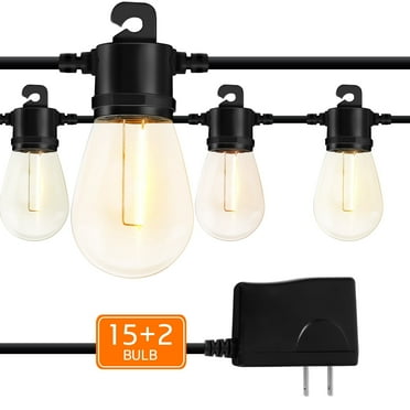 Enbrighten Vintage LED Cafe String Lights, 12ft., Black Cord, 35626 ...