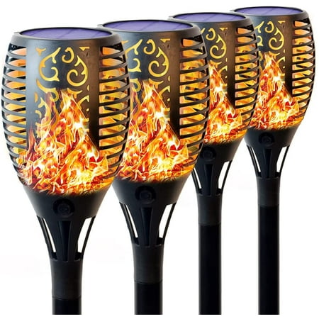 T-mark Solar Lights Outdoor, Waterproof Flickering Flames Torches ...