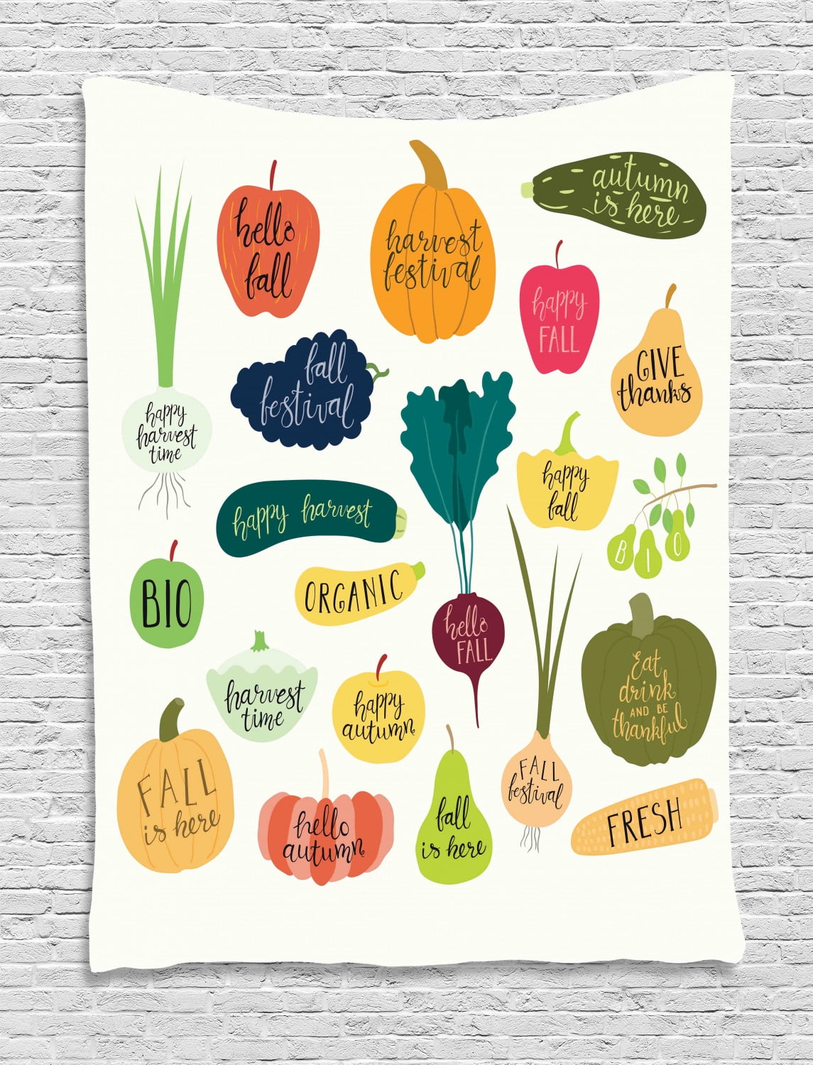 Plants Tapestry, Pumpkin Squash Onions Pears Grapes Apples Compilation ...