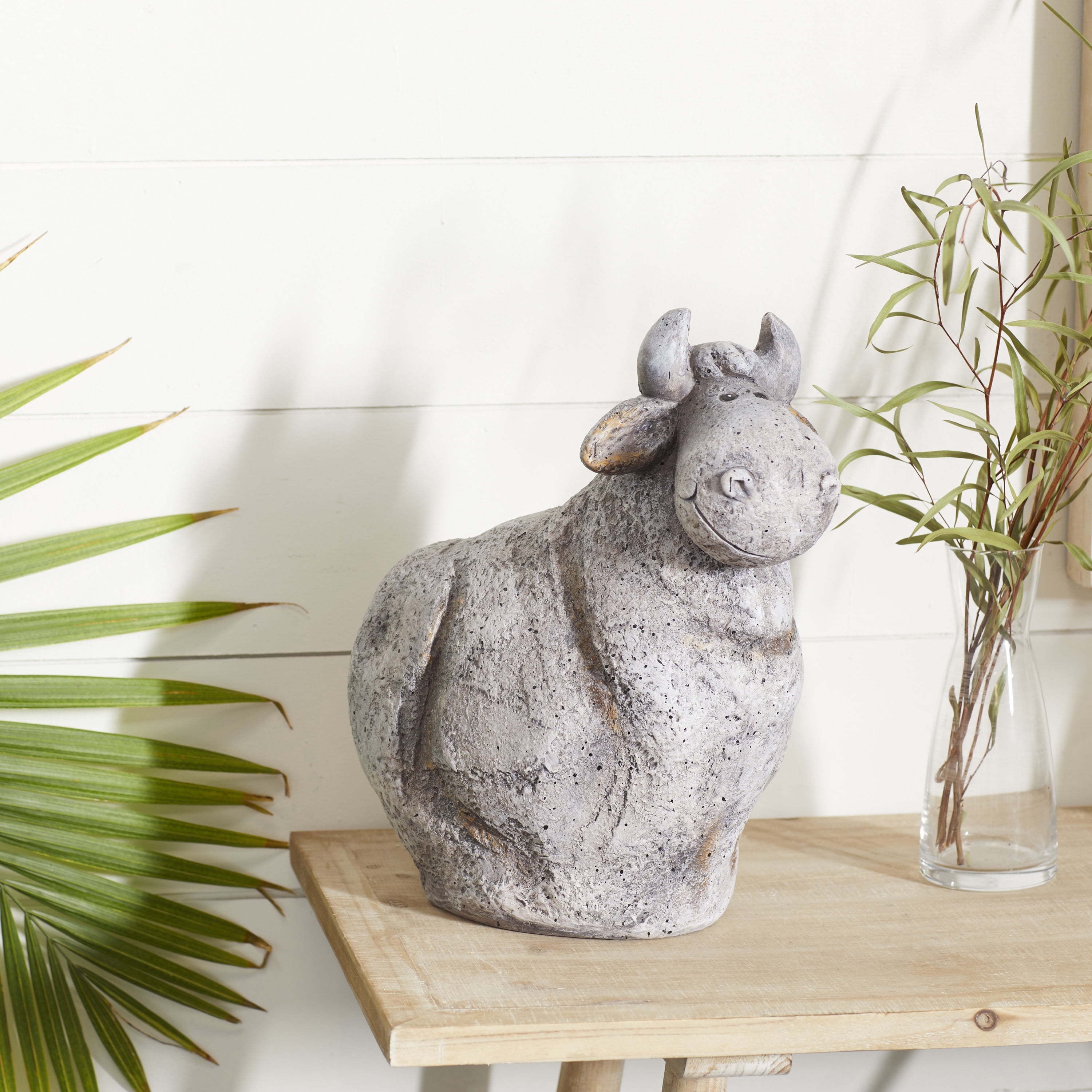 DecMode 14" Indoor Outdoor Cow Garden Sculpture - Walmart.com