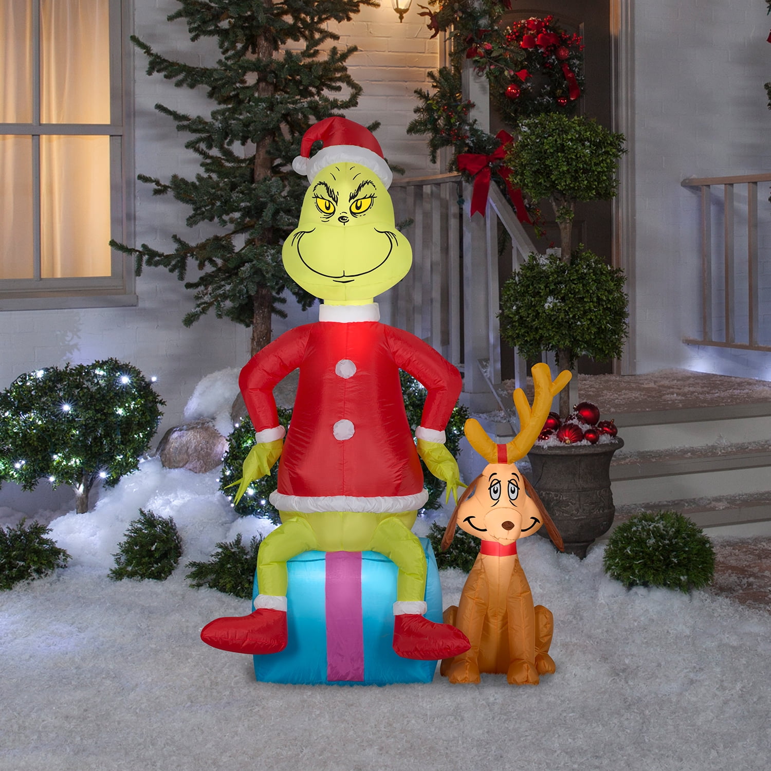 Buy Gemmy Christmas Airblown Grinch Yard Inflatable, with Max Scene 60 ...