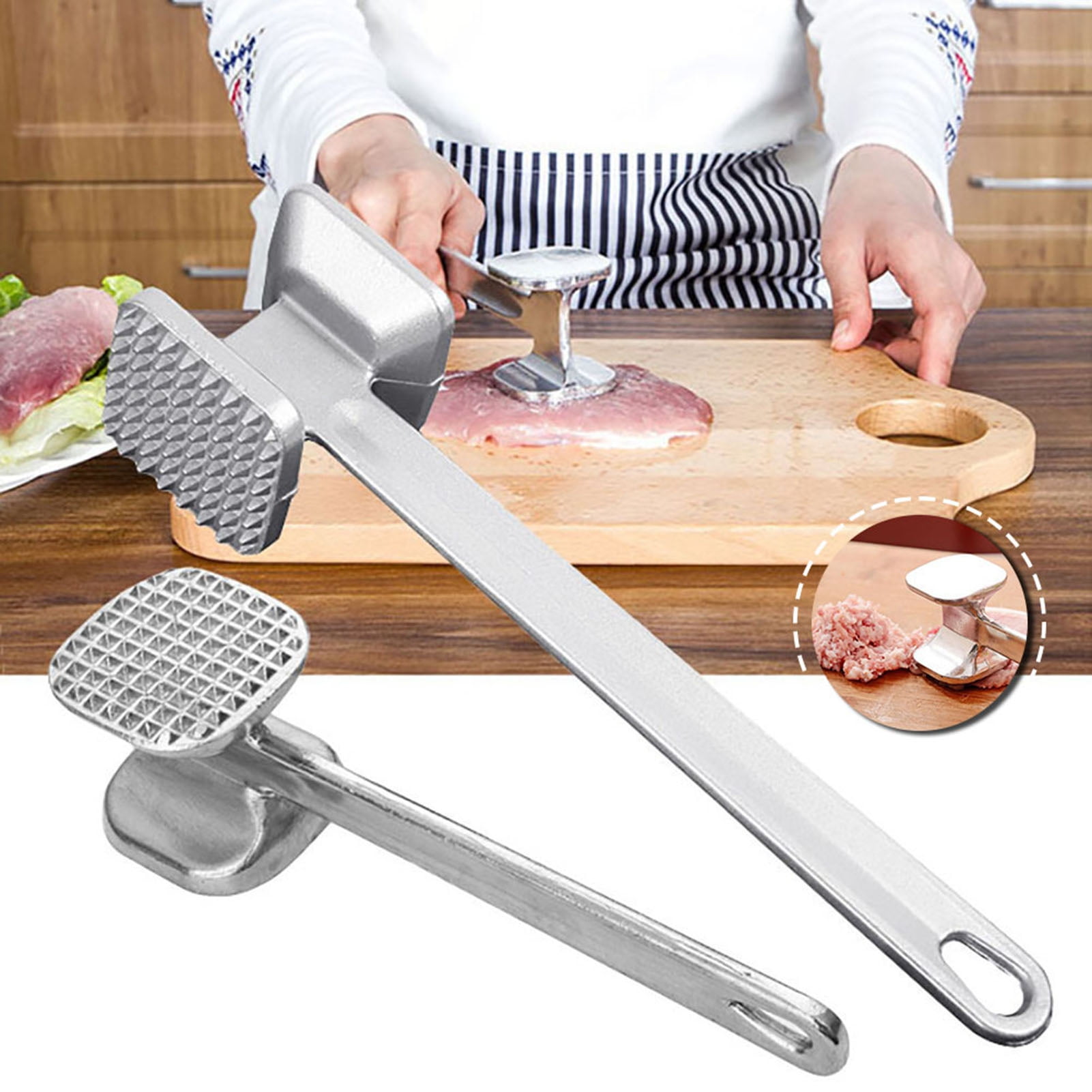 Bobasndm Meat Tenderizer Aluminium Meat Mallet - Dual-Sided Meat ...