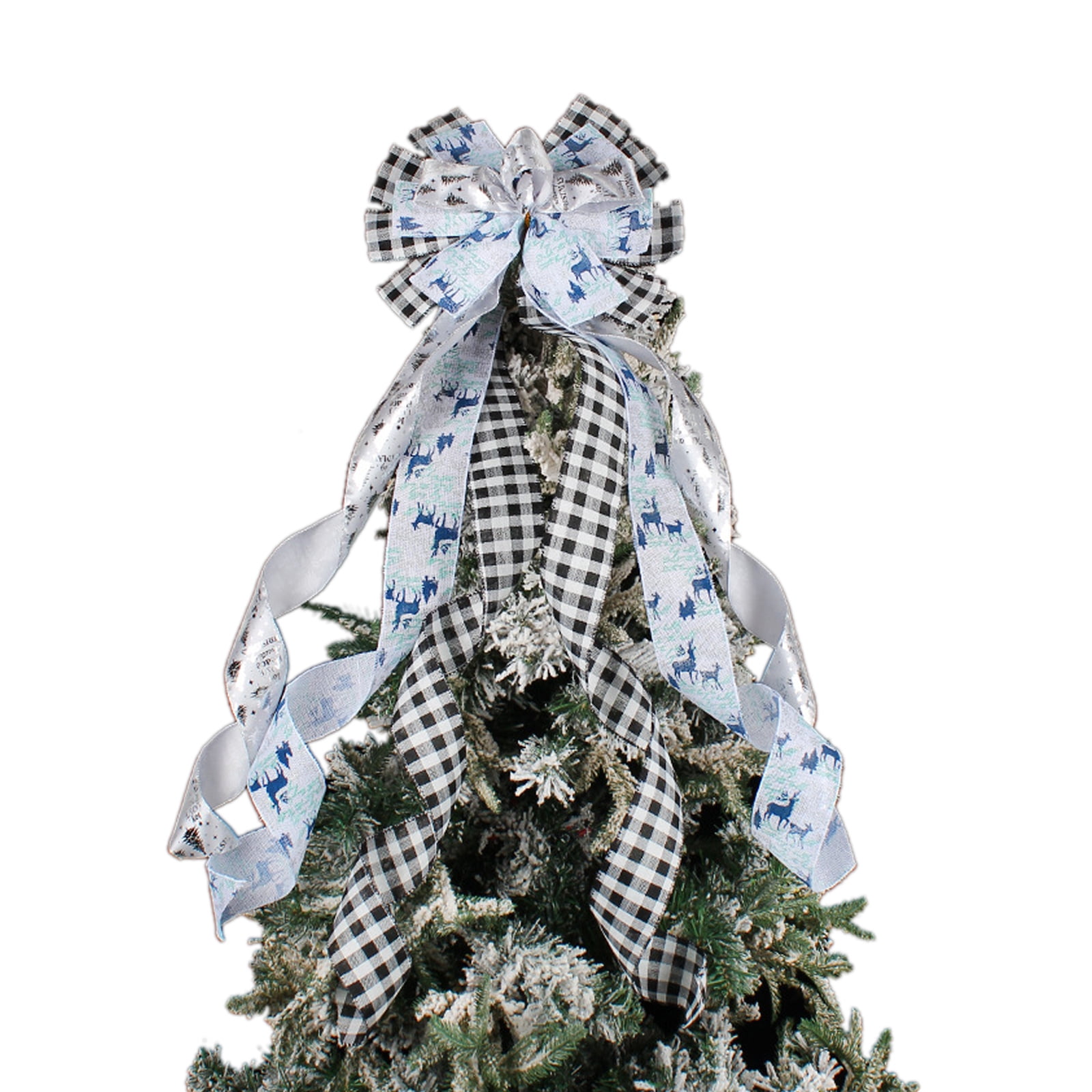 Christmas Tree Topper Bow Decorations,Truck Ribbon Tree Bow Topper With ...