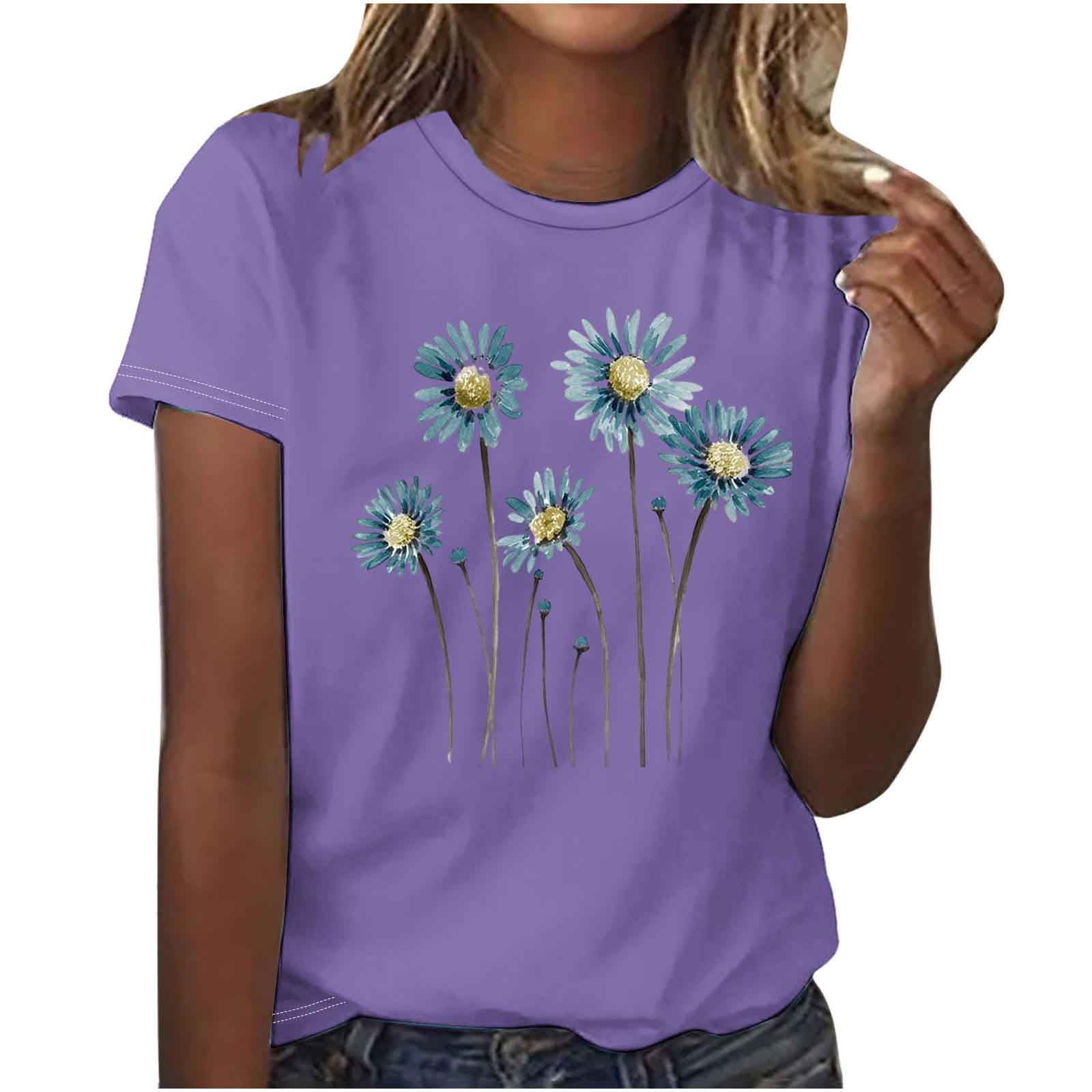 Click here for Faiwad Summer Floral Tops For Womens Casual Round... prices