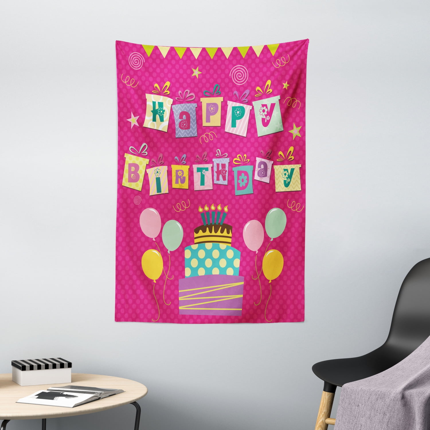 Birthday Decorations for Kids Tapestry, Light Pink Polka Dots Backdrop ...