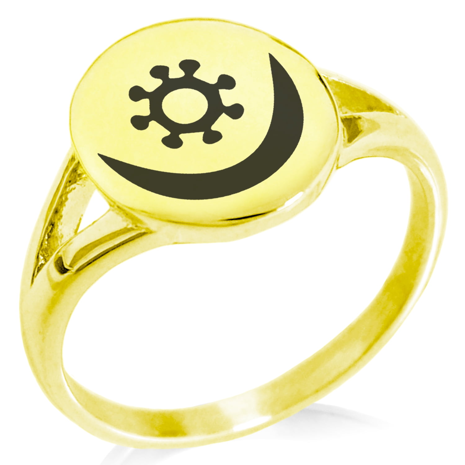 Stainless Steel Aztec Harmony Rune Minimalist Oval Top Polished ...