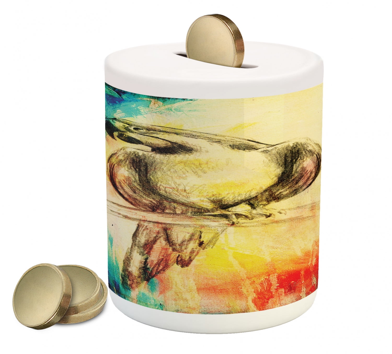 Parrot Piggy Bank, Grunge Parrot Vintage Paper Background Smart ...