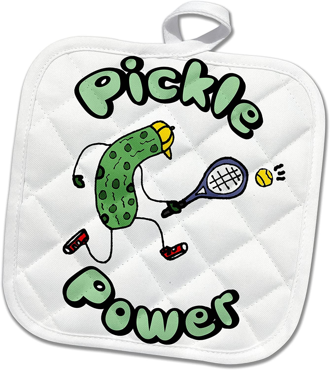 Cute Funny Pickle Playing Pickleball Pickle Power Sports Cartoon 8x8 ...