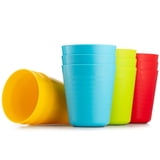 Plaskidy™ 12 Plastic Kids Cups - 8oz, Bright Colored, Reusable, BPA ...