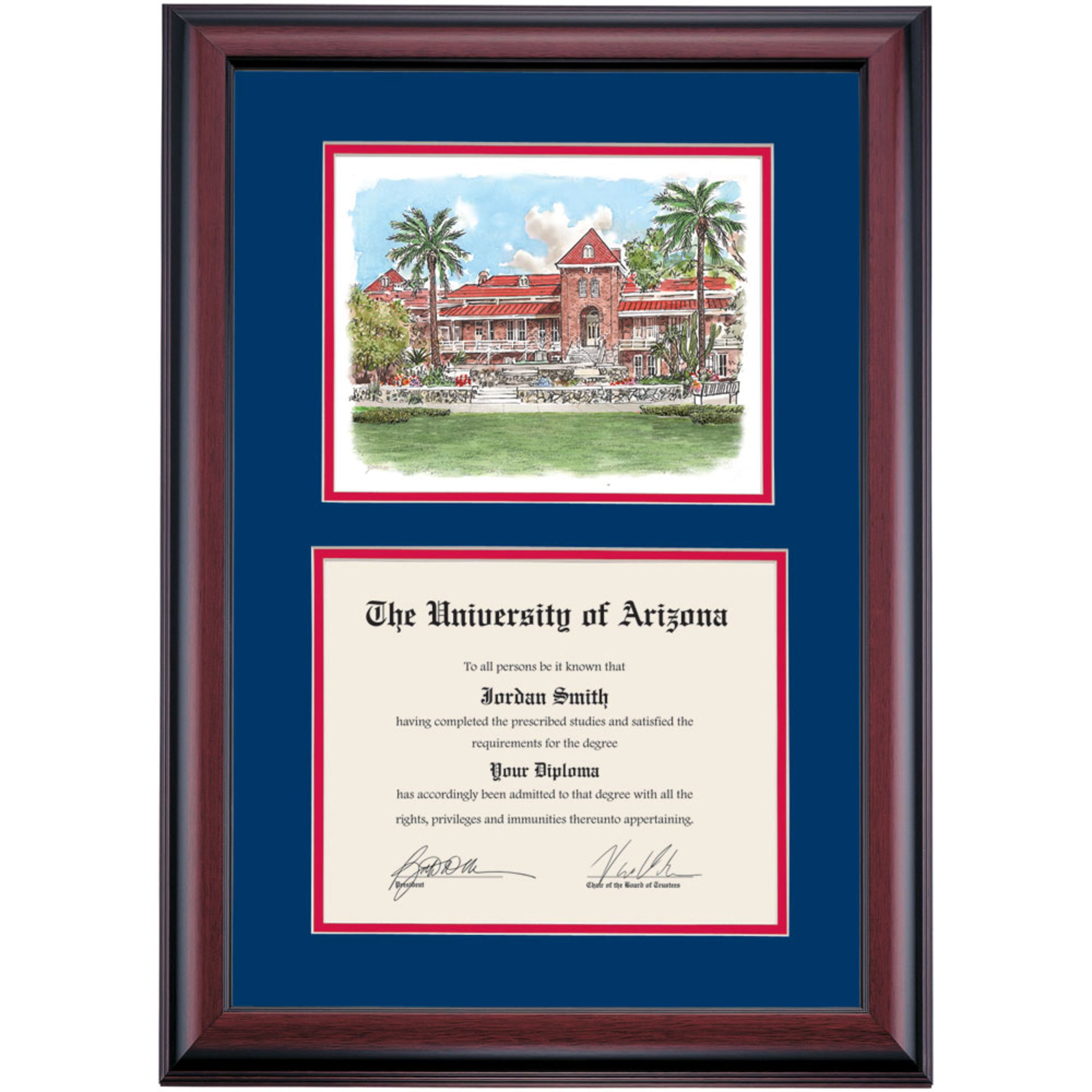 OCM Diploma Frame for The University of Arizona, Navy/Cherry Mat with ...