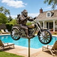 Bigfoot Riding Motorcycle Metal Wind Spinner, Garden Art with Whirligig ...