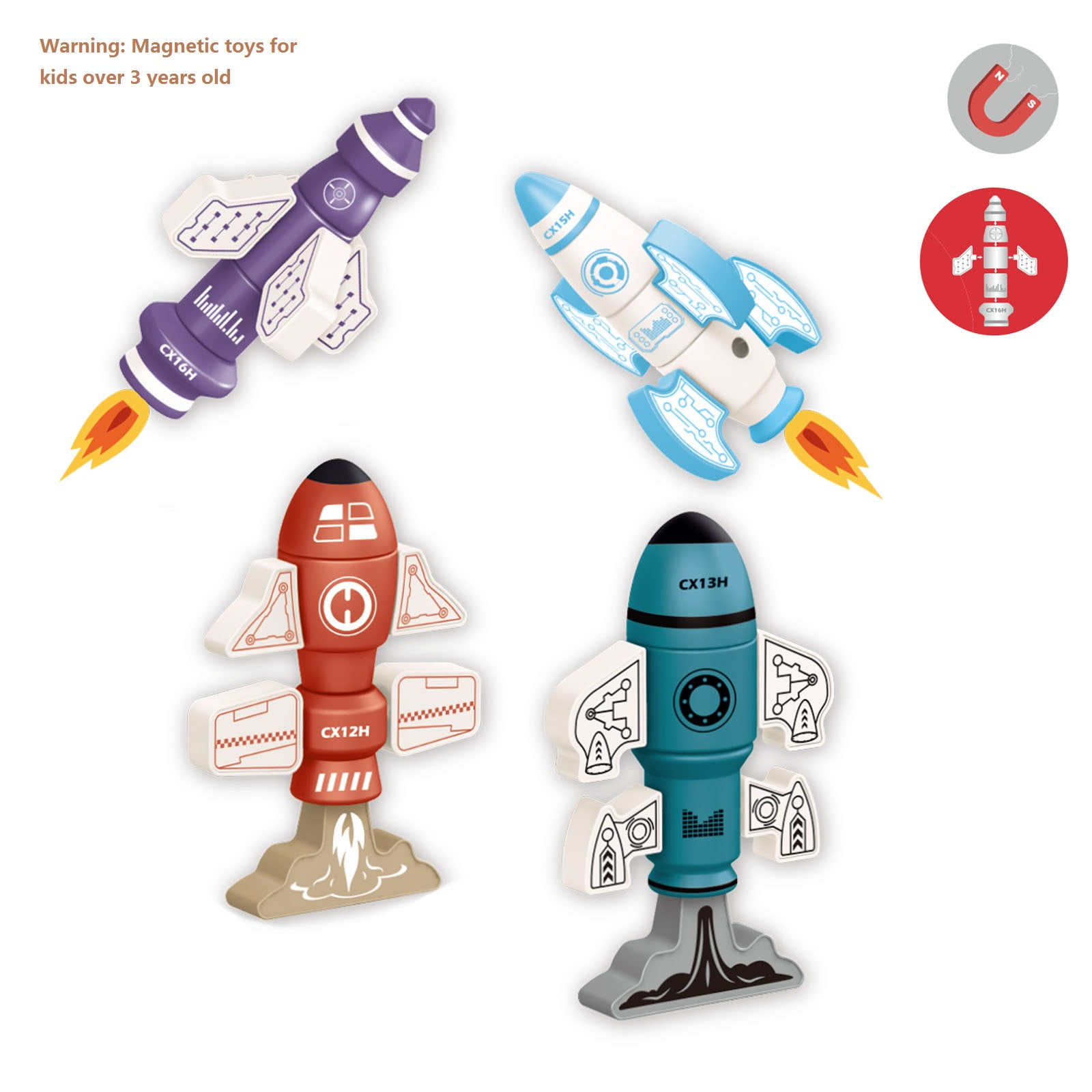 2 PCS Magnetic Building Tiles for Kids,Educational Magnetic Stacking Blocks for Boys Girls ...