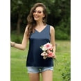 Anygrew Women's Sleeveless Satin V Neck Cami Tank Top, Summer Blouse ...