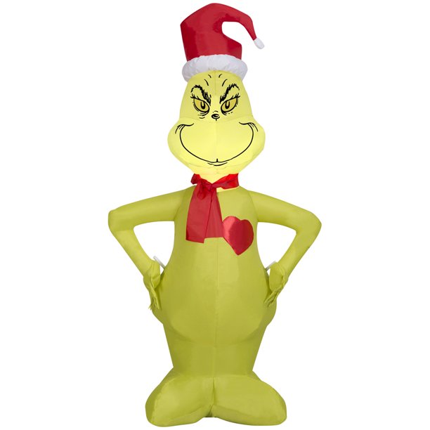 Grinch with Heart and Santa Hat, 4 Foot - Walmart.com