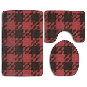 CHAPLLE Custom Rustic Red Black Buffalo Check Plaid 3 Piece Bathroom ...