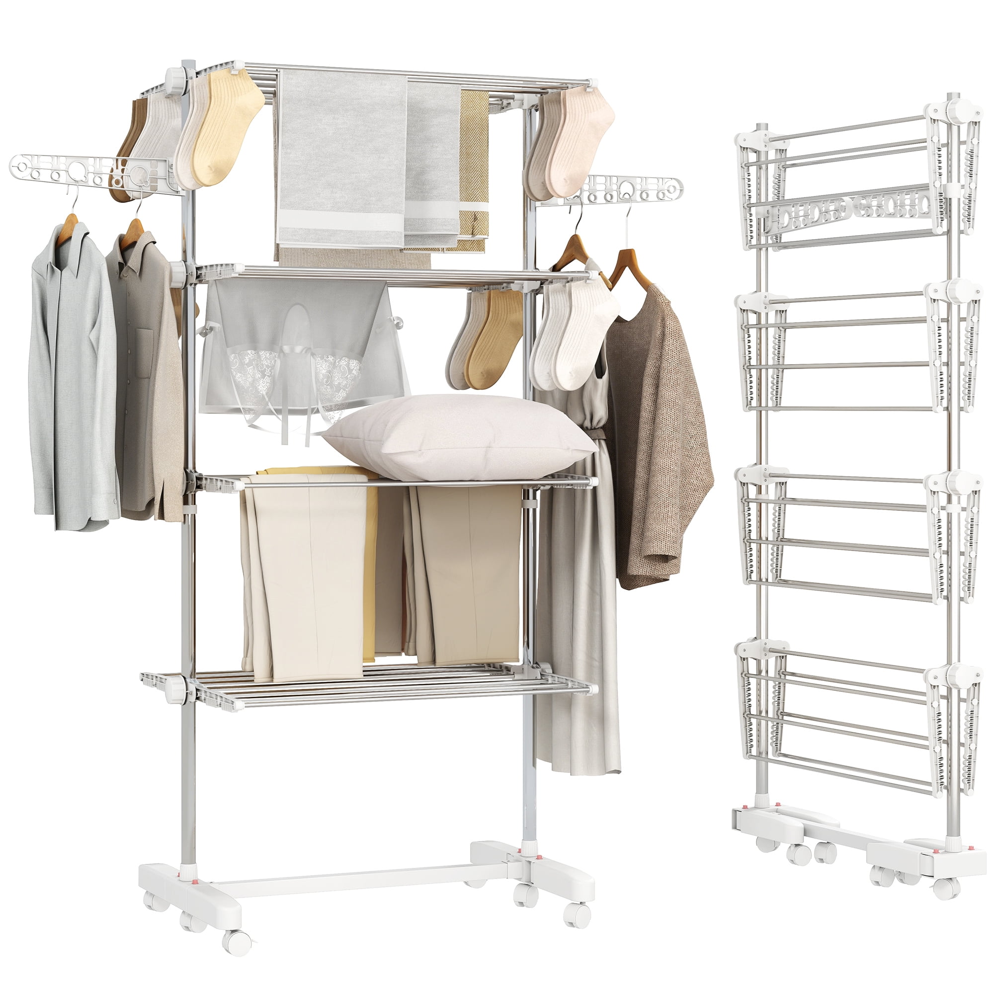 Click here for Homcom 4-Tier Clothes Drying Rack W/ Side Wings Wh... prices