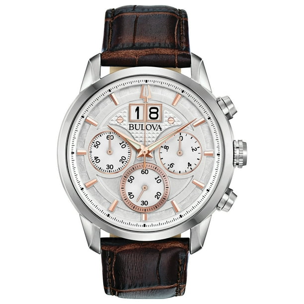 Bulova Men's Chronograph Watch, Brown Leather Strap - Walmart.com
