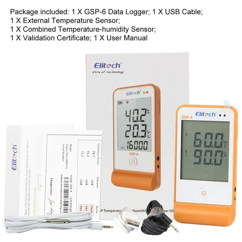 Buy Elitech GSP-6 Traceable Temperature and Humidity Digital Data ...