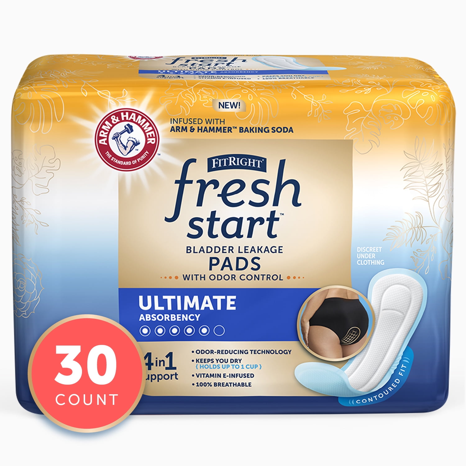 FitRight Fresh Start Incontinence Pads for Women, Ultimate Absorbency ...