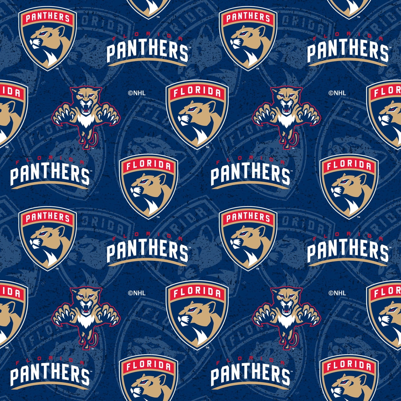 Florida Panthers Cotton Fabric with Tone on Tone Print and Matching ...