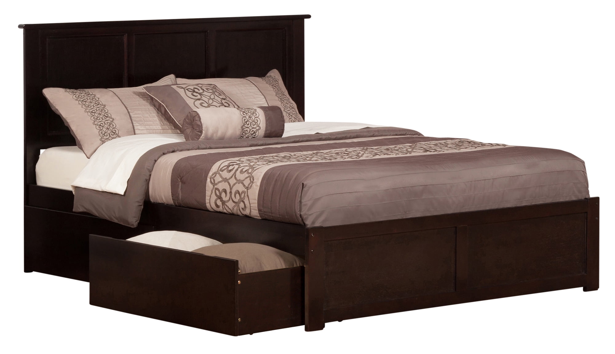 Madison Platform Bed with Flat Panel Foot Board and 2 Urban Bed Drawers ...