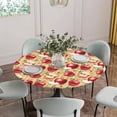 Fitted Tablecloth for Round Table, Red Apples Farm Fruit Table Cover ...