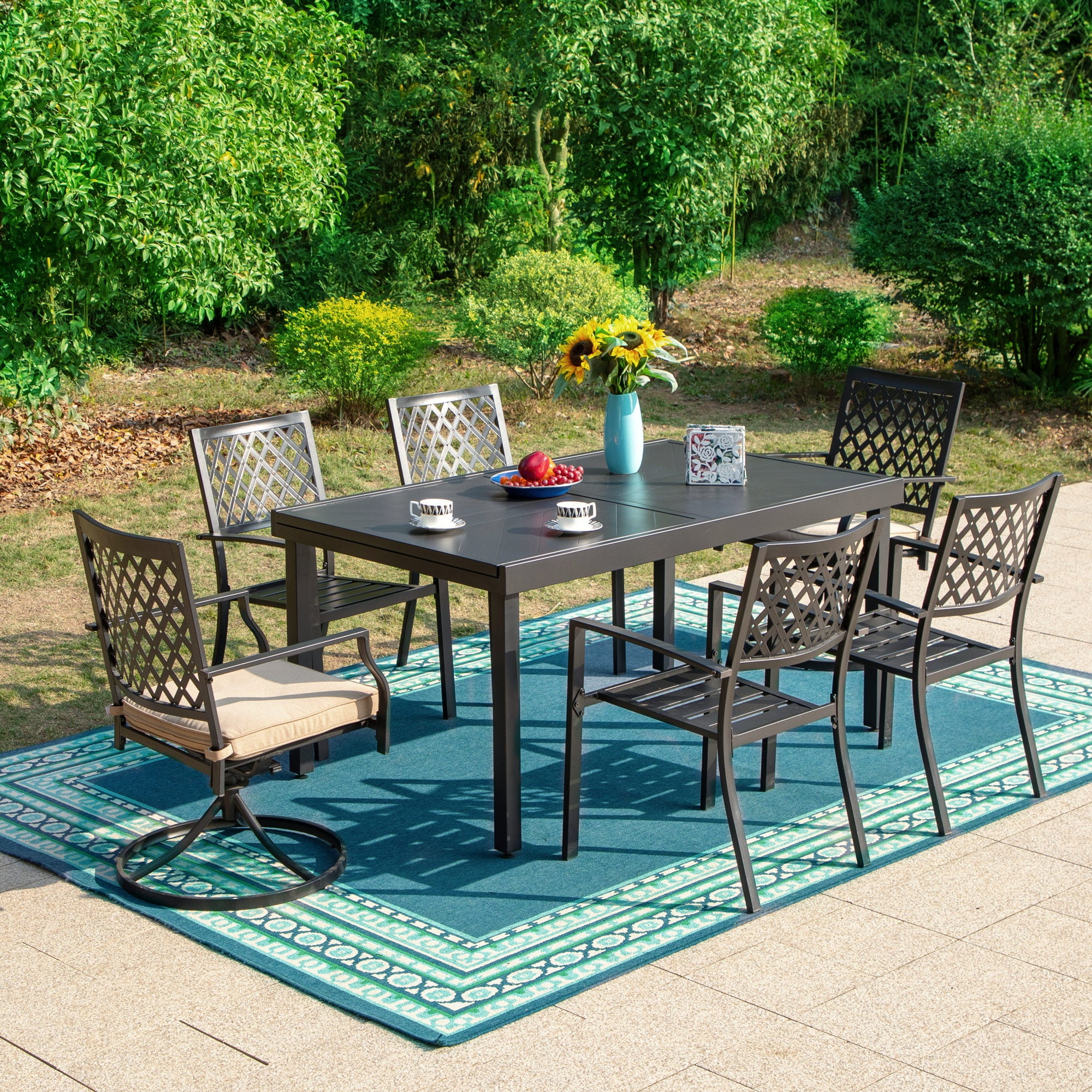Sophia & William 7 Pieces Metal Outdoor Patio Dining Set with ...